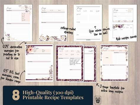 Printable Recipe Binder Kit Recipe Book Template Editable Recipe Book