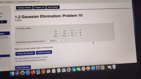 Solved 12 Gaussian Elimination Problem 10 1 Point If The