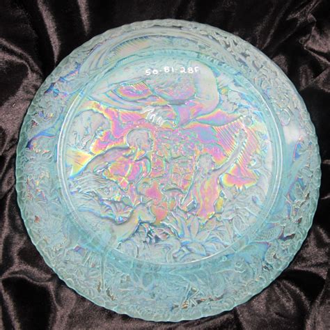 Fenton Garden Of Eden Ice Blue Carnival Glass Plate Fenton Museum