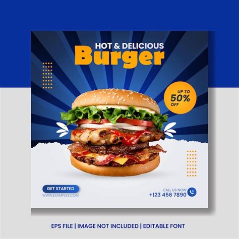 Premium Vector Delicious Burger And Food Menu Social Media Post