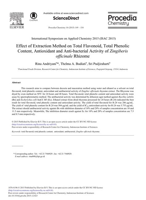 Pdf Effect Of Extraction Method On Total Flavonoid Total Phenolic