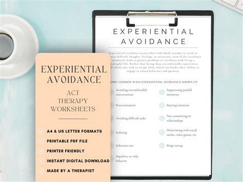 Experiential Avoidance Act Worksheets