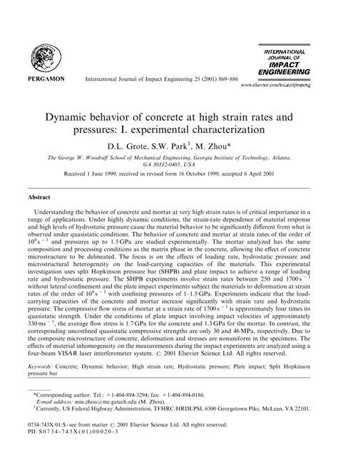 Pdf Dynamic Behaviour Of Concrete At High Strain Rates And Pressures