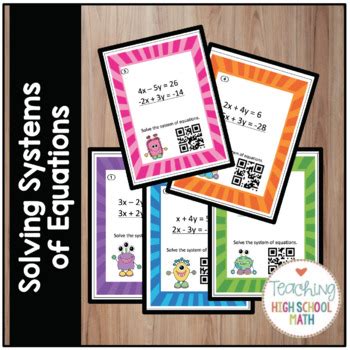 Algebra Systems Of Equations Task Cards By Teaching High School Math