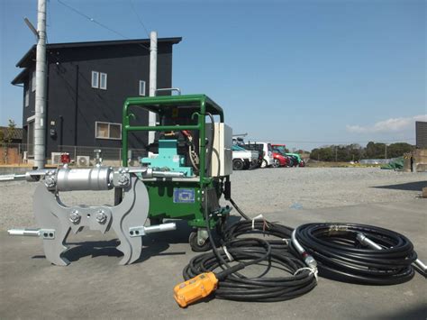福岡県 平戸金属工業製【新品ハンドクラッシャー200㎜開口幅＋中古油圧ポンプ200v仕様】ウォールクラッシャー破砕解体機 建設機械4228