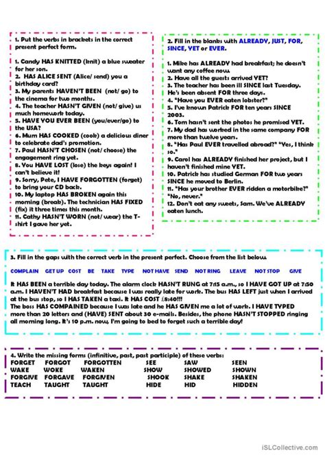 Present perfect review Français FLE fiches pedagogiques pdf doc