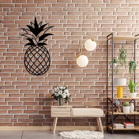 Slynshome Pineapple Metal Wall Decor Black Metal Pineapple Sign Wall