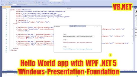Vbnet สอนเขียนโปรแกรม Hello World แบบ Wpf App 33 Net 5 Youtube