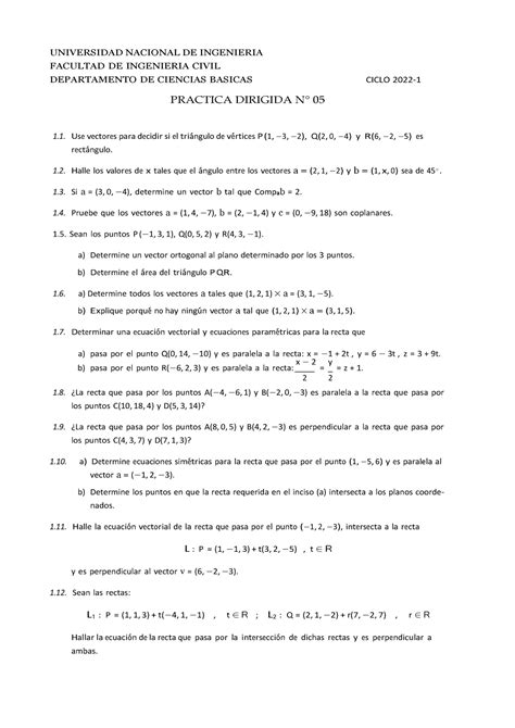 Seminario 5 Apuntes De Clase Universidad Nacional De Ingenieria