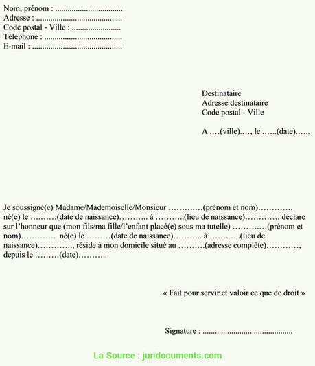 exemple attestation hébergement Paperblog
