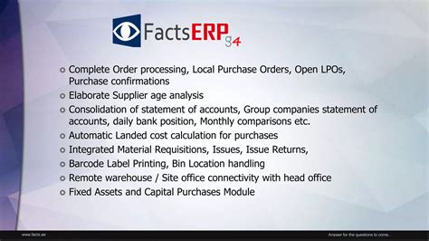 Facts Erp Best Erp Software Dubai Ppt