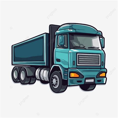 Blue Dump Truck Cartoon Vector Illustration Lorry Sticker Cartoon
