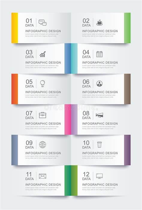 9 Data Infographics Square Index Template Vector Illustration Abstract