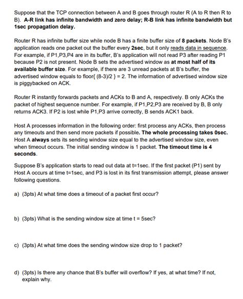 Solved Suppose That The Tcp Connection Between A And B Goes