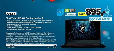 Msi Gf63 Thin 11uc-642 Gaming Notebook Angebot bei Conrad - 1Prospekte.de