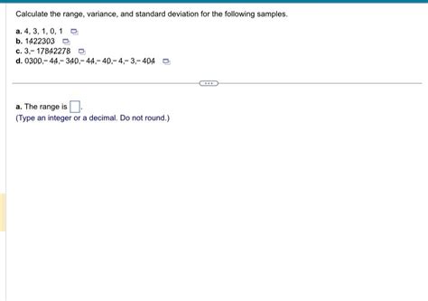 Solved Calculate The Range Variance And Standard Deviation Chegg