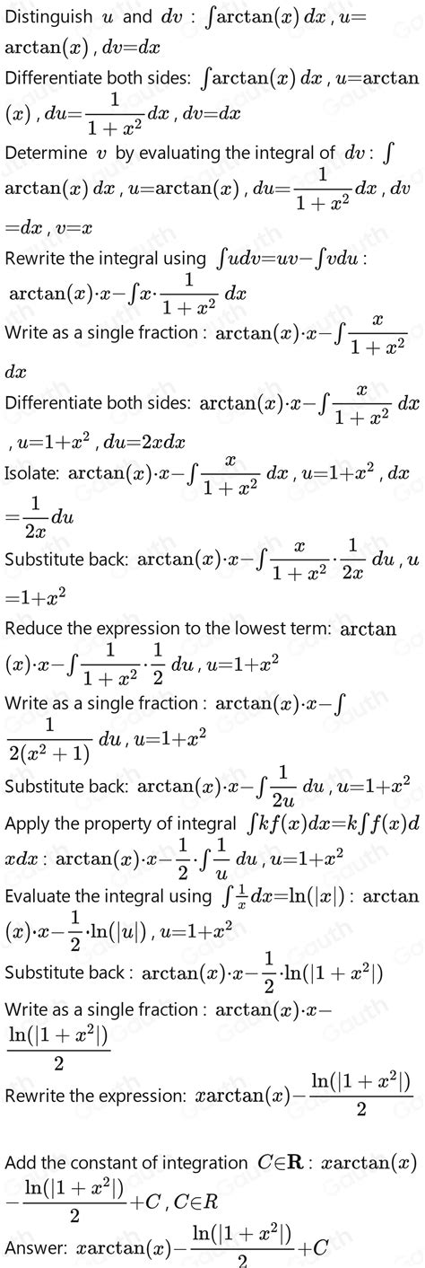 solved la integral ∈t arctan x dx [calculus]