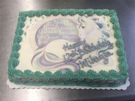Unicorn Theme Birthday Cake Sheet Cake Buttercream Icing Edible