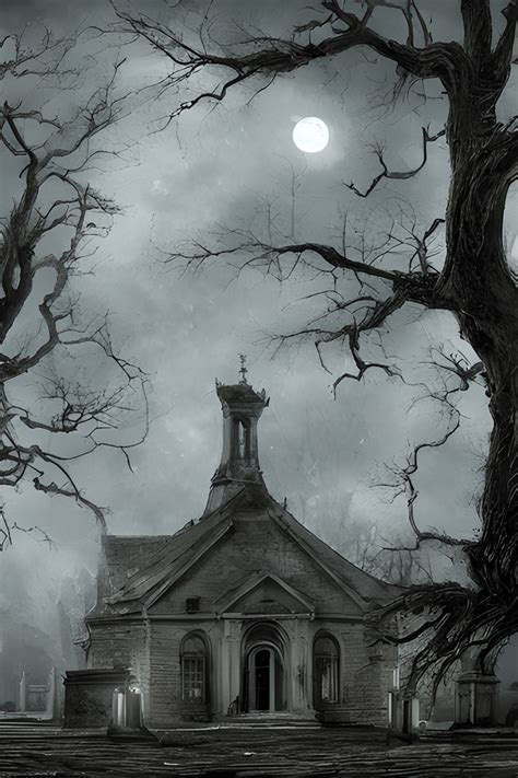 Scary Atmospheric Cemetery Graphic · Creative Fabrica