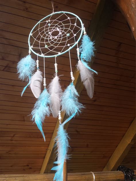 Light Blue Dream Catcher Aqua Dream Catcher Bohemian Dream