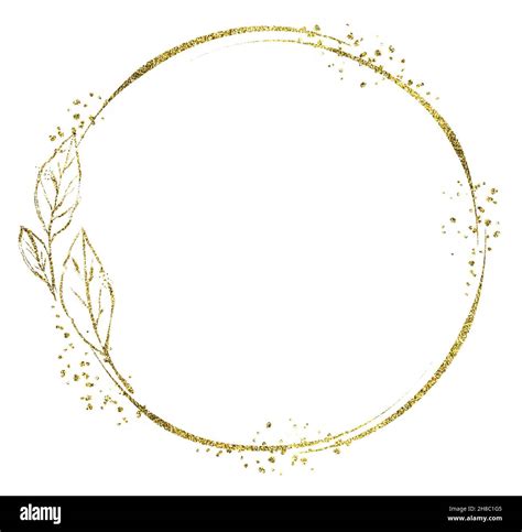 Cadre doré en forme de cercle Illustrations florales dorées isolées sur