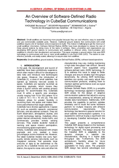 Pdf An Overview Of Software Defined Radio Technology In Cubesat