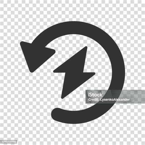 평평한 스타일의 에너지 충전 아이콘 흰색 격리 된 배경에 전압 및 화살표 벡터 그림 전기 사인 비즈니스 개념 0명에 대한 스톡