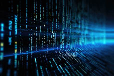 Ai Generated Blue Matrix Code On Black Background Computer Generated