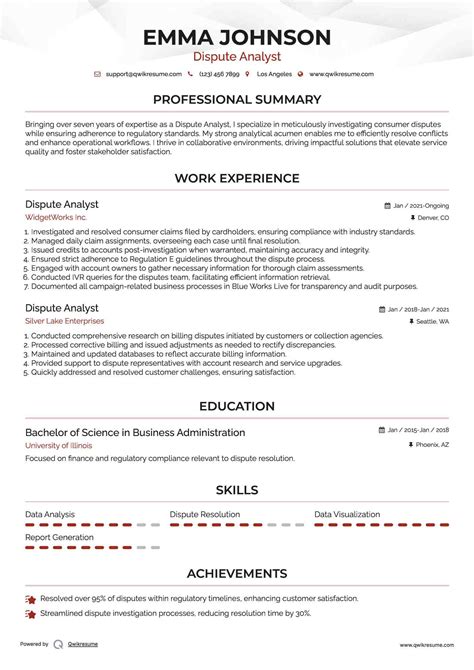 10 Dispute Analyst Resume Samples And Templates For 2026