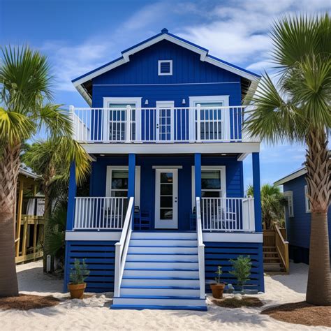 Beautiful Blue Beach House Exterior