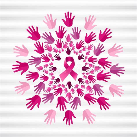 Breast Cancer Awareness Pink Ribbon Text Collage Stock Vector