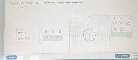 Solved The Equation Of A Circle Is Given Below Identify The Chegg