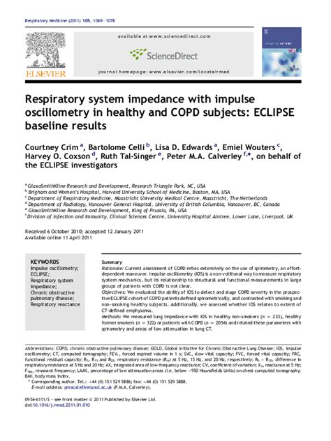 Pdf Respiratory System Impedance With Impulse Oscillometry In Healthy
