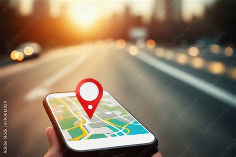 Map GPS Navigation Smartphone Map Application And Location Pin Place Marker Pinpoint On Screen