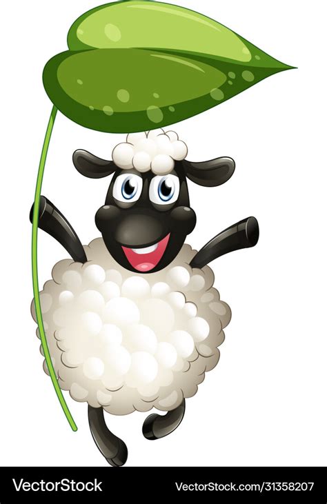 Cute Sheep With Green Leaf Royalty Free Vector Image