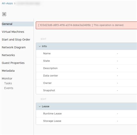 Error While Editing A VMware Cloud Director VAPP With Networks VCloud Vision