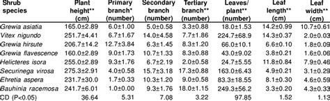 Morphological Characterization Of Different Species Of Shrubs