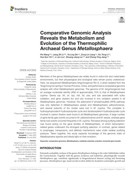 Pdf Comparative Genomic Analysis Reveals The Metabolism And Evolution