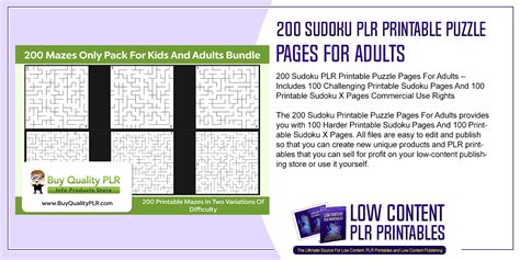 200 Sudoku Plr Printable Puzzle Pages For Adults Plr Puzzle