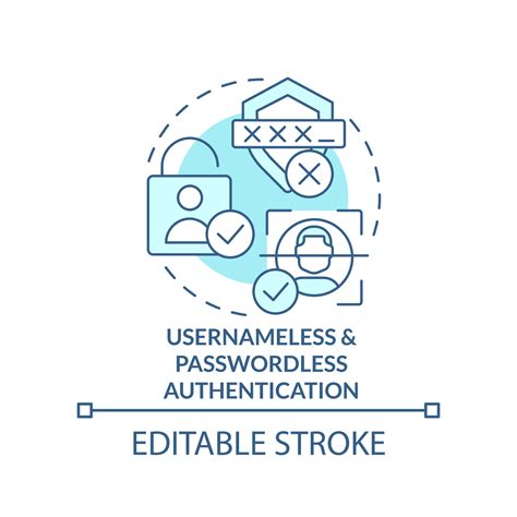 Usernameless And Passwordless Authentication Turquoise Concept Icon Access Abstract Idea Thin