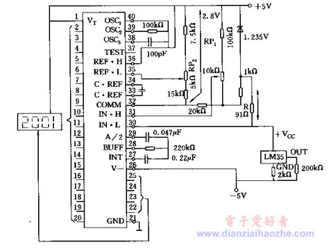 采用LM35和ICL7107构成的数字温度计电路 仪器仪表检测工具 电子爱好者
