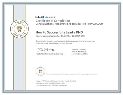 mohammed abdelkader pmi pmp csm com on linkedin certificate of completion