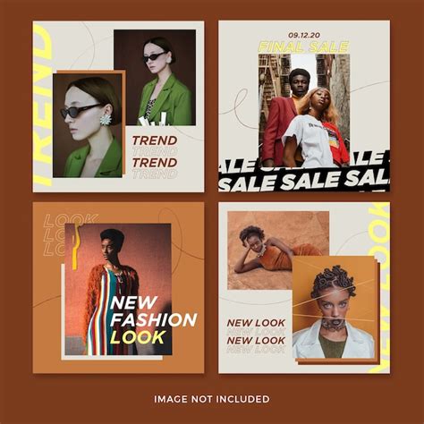 패션 정사각형 배너 서식 파일 집합 무료 Psd 파일