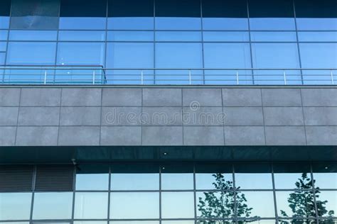 Modern Architecture Glass Facade Element With Evening Cityscape