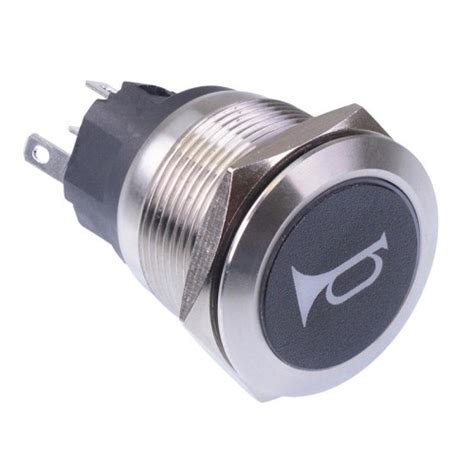 Horn Blue Led Latching 22mm Vandal Push Button Switch Spdt 12v