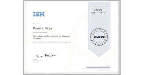 Denisa Dega On Linkedin Completion Certificate For Sql A Practical