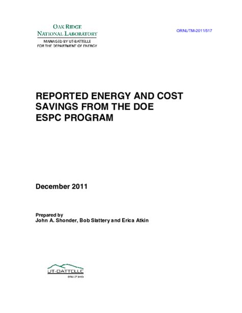 Pdf Reported Energy And Cost Savings From The Doe Espc Program