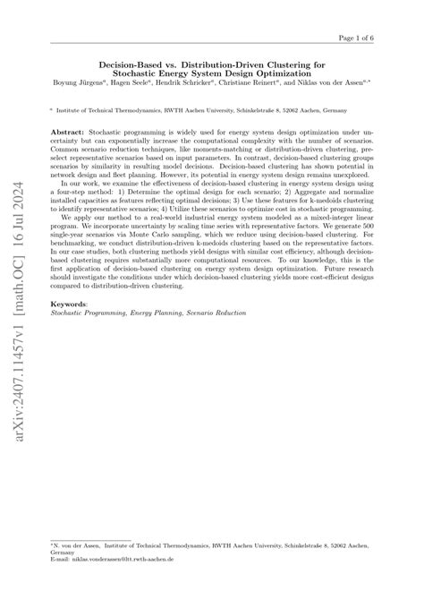 Pdf Decision Based Vs Distribution Driven Clustering For Stochastic