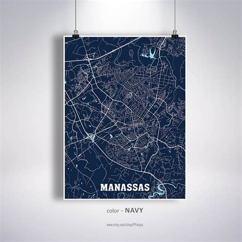 Manassas Map Print Manassas City Map Virginia Va Usa Map Etsy
