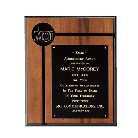 American Walnut Plaque Solid Black Brass Plate Awards For Less